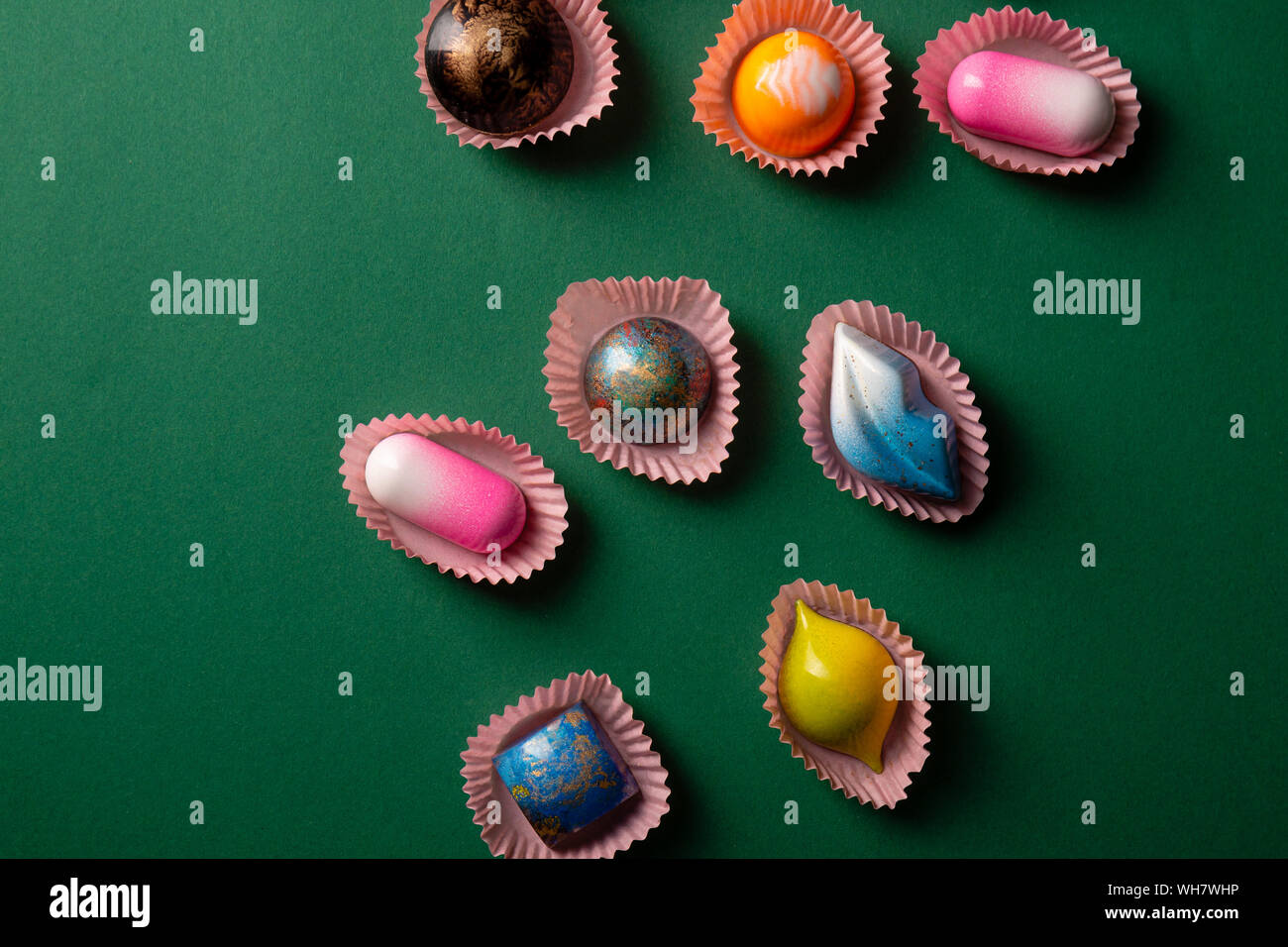 Chocolate Candy set top view Stock Photo - Alamy