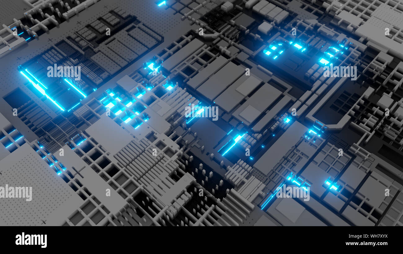 3d render Abstract Technology Background With Cubes Stock Photo - Alamy