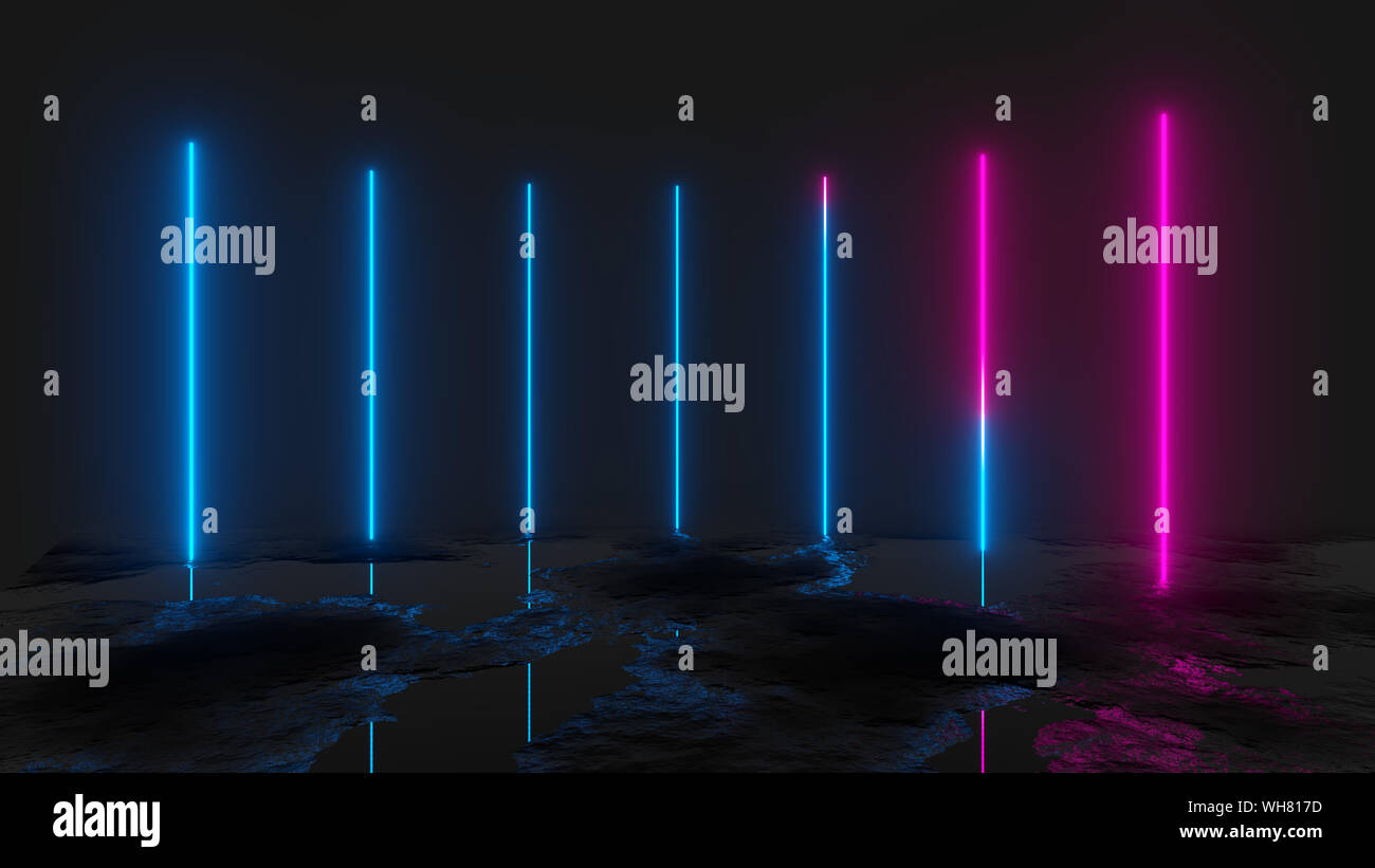 Glowing vertical neon lines, abstract background Stock Photo - Alamy