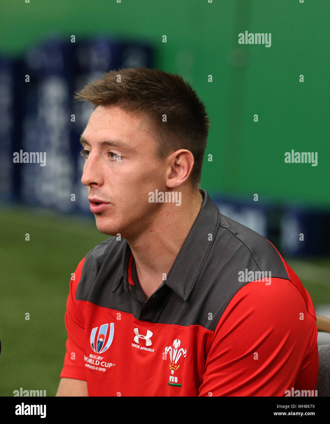 Cardiff, UK. 02nd Sep, 2019. Wales rugby player Josh Adams. Wales 2019 ...