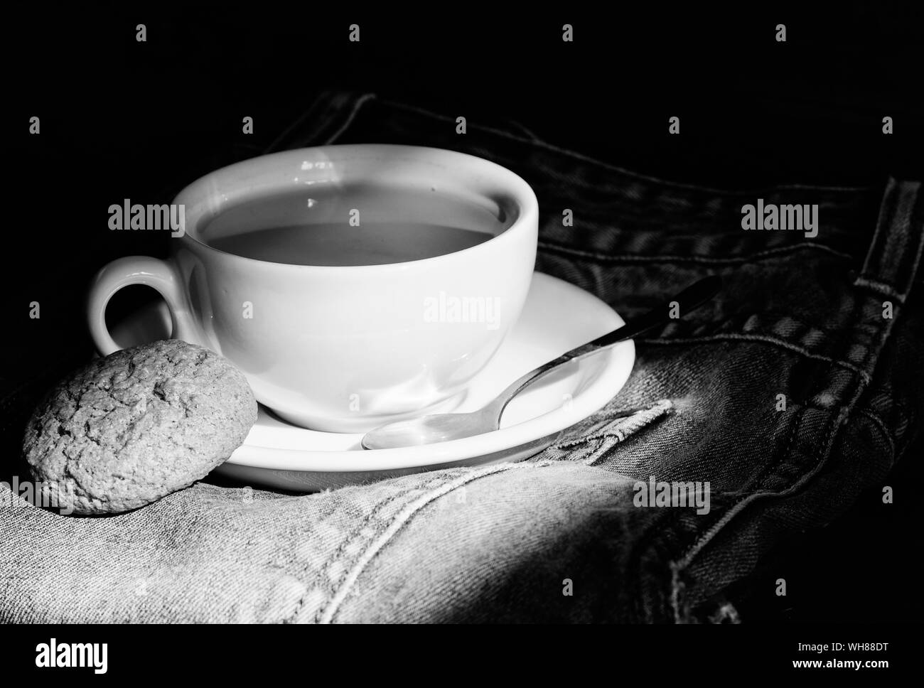 Blue cup of hot tea Black and White Stock Photos & Images - Alamy