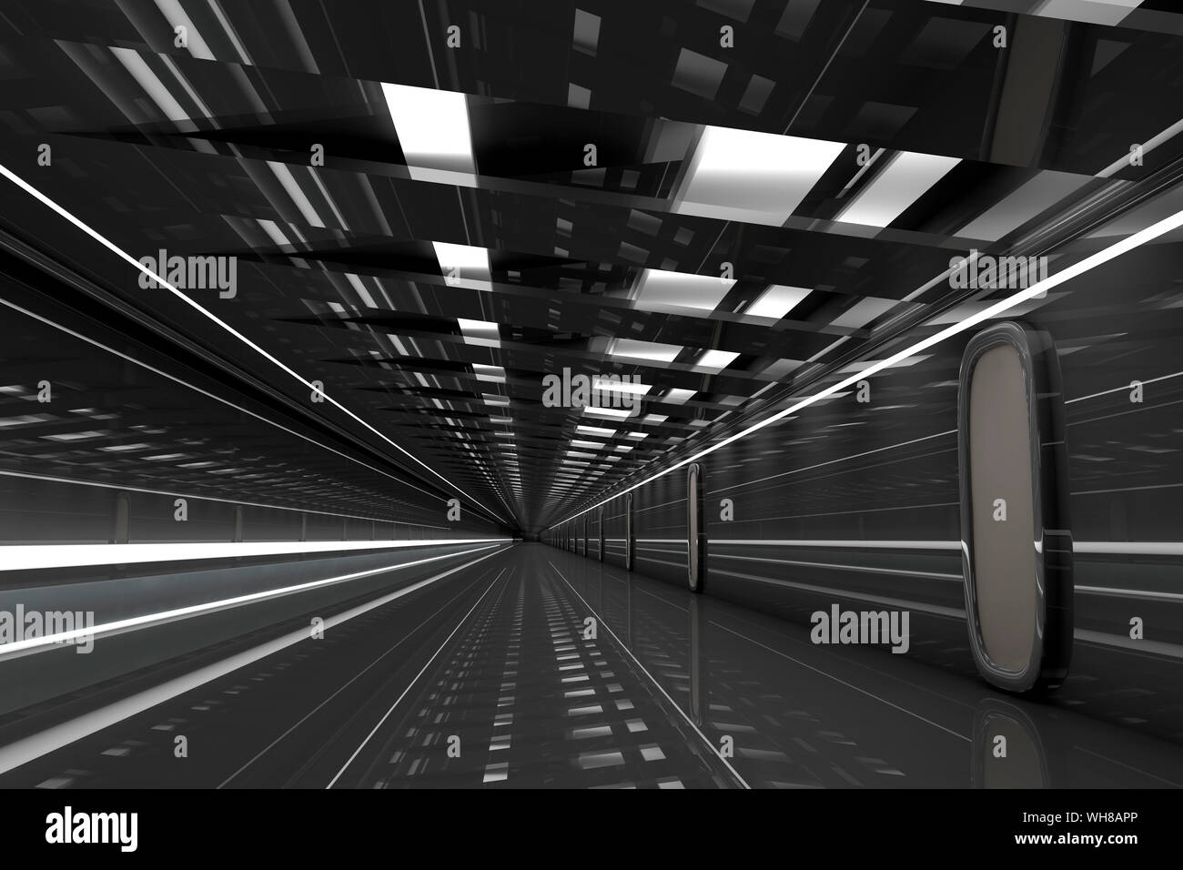 Futuristic dark passageway, 3D Rendering Stock Photo - Alamy