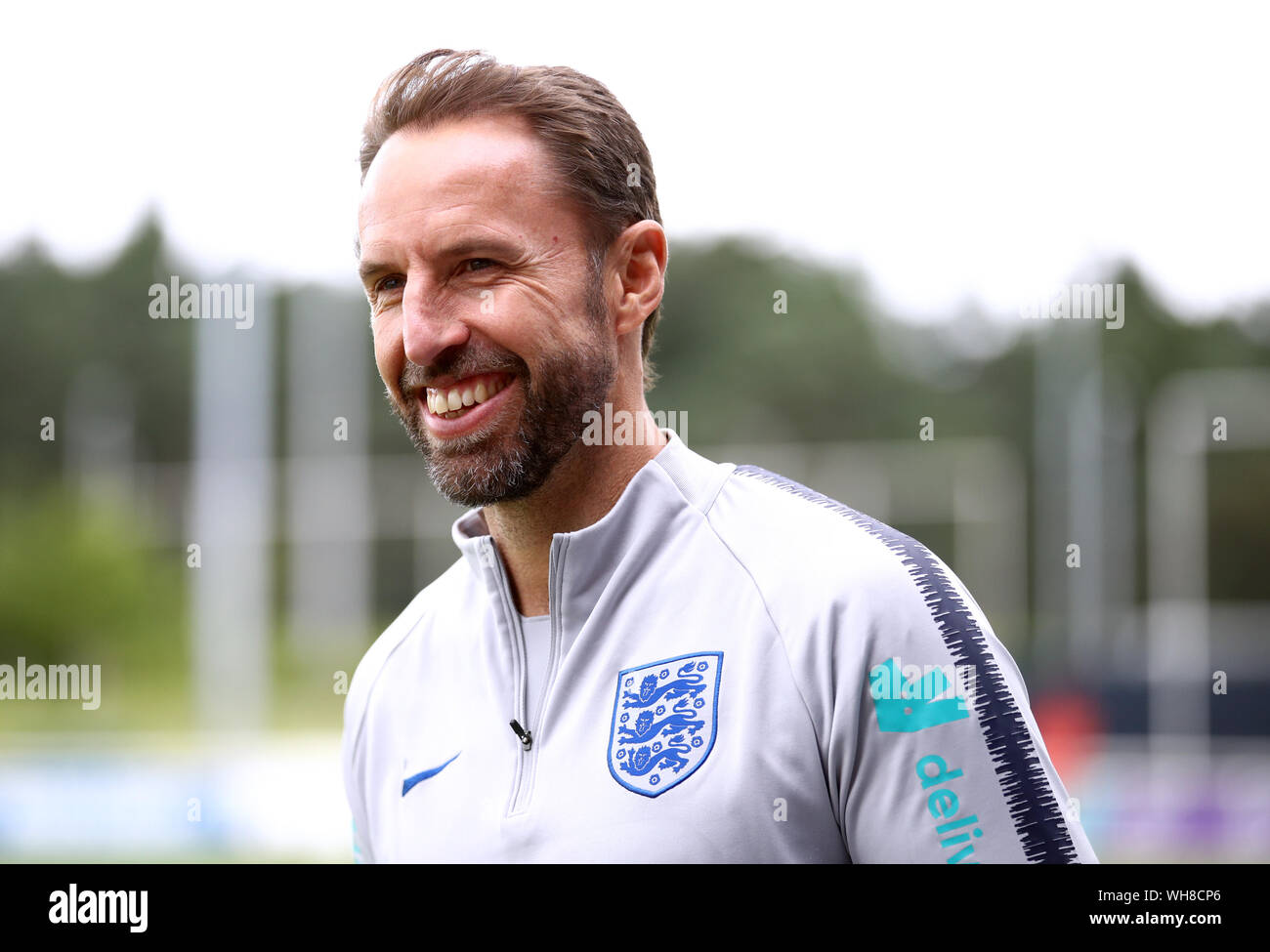 England Manager Gareth Southgate during a training session at St George ...