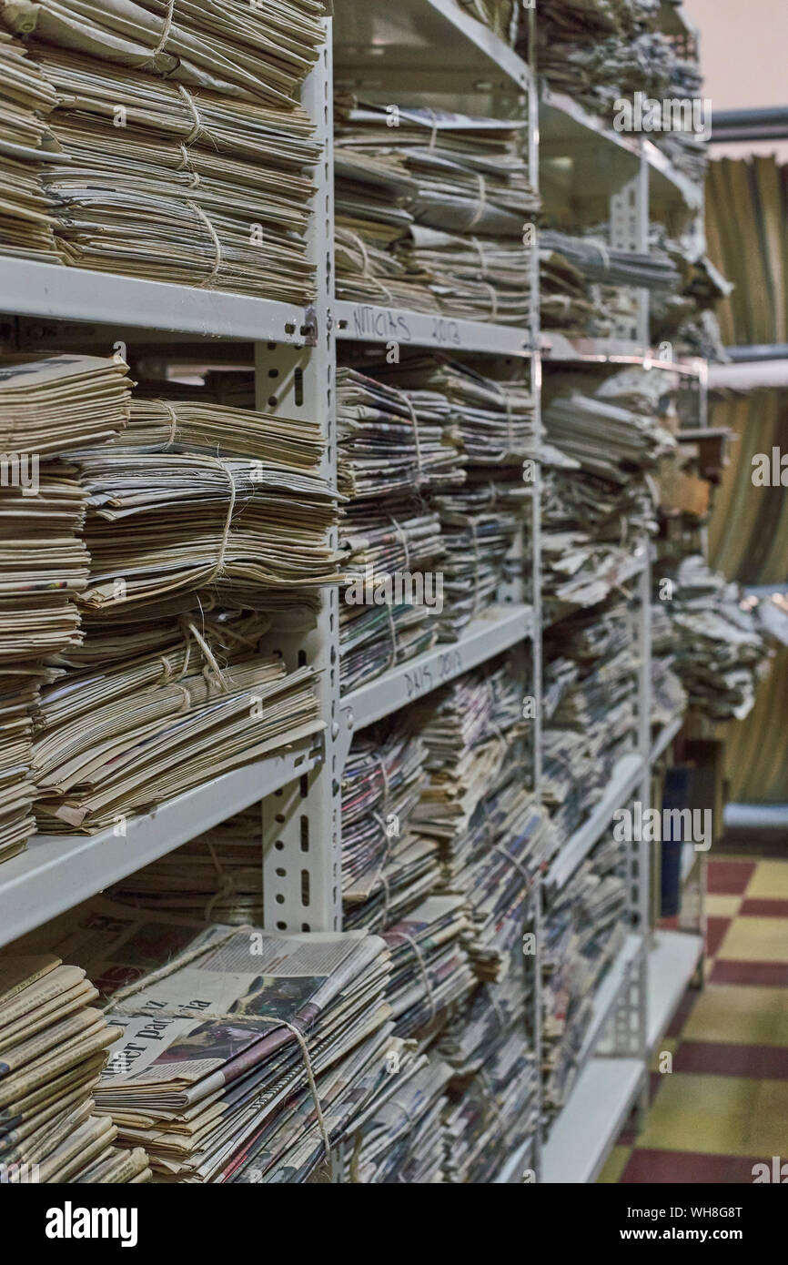Collection of books and newspapers at National library, Maputo ...
