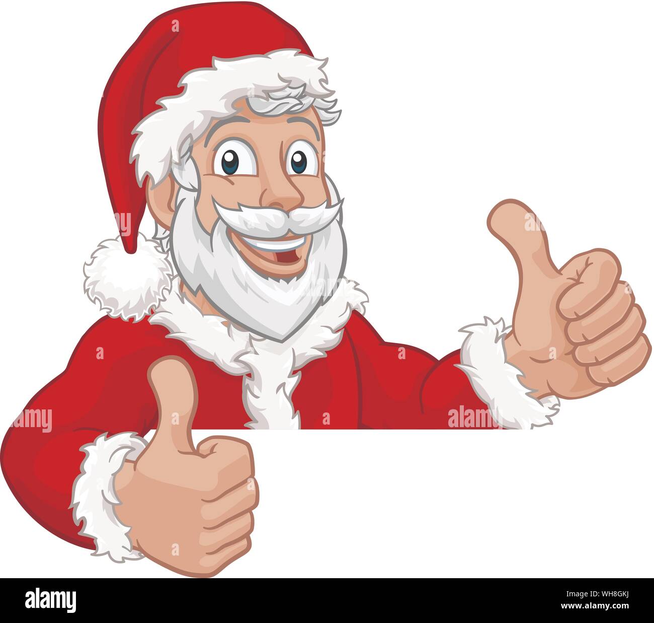 Young Santa Peeking Over Sign Christmas Cartoon Stock Vector Image ...