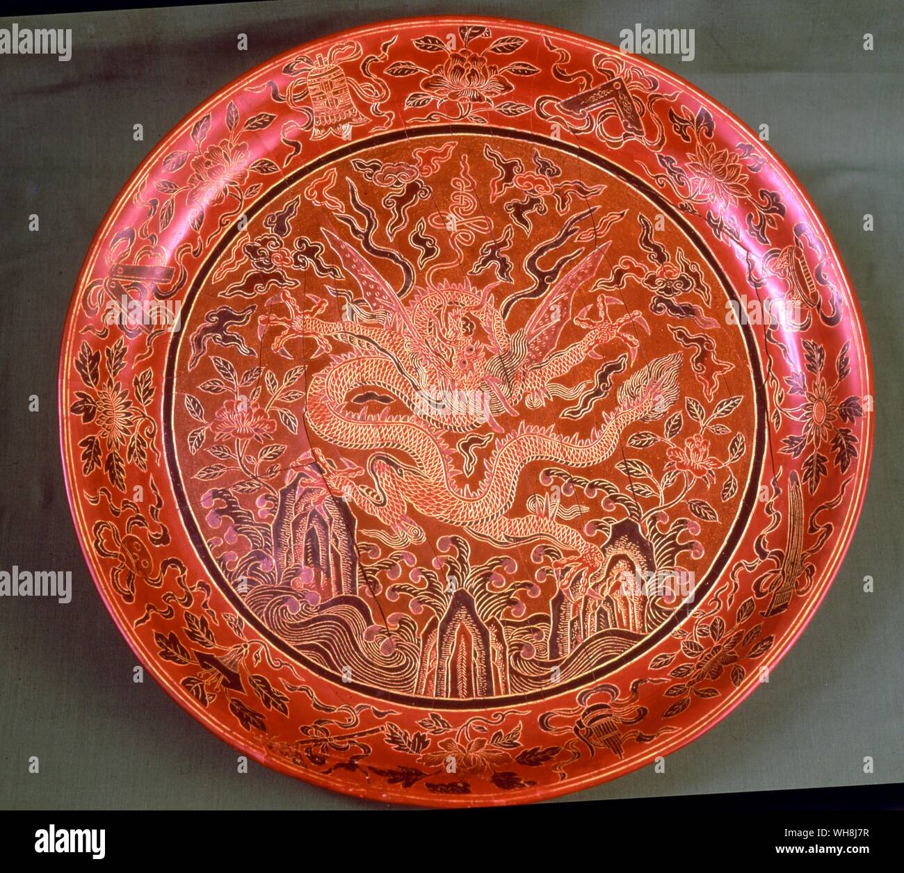 Ming Lacquer Plaque 3132 Stock Photo - Alamy