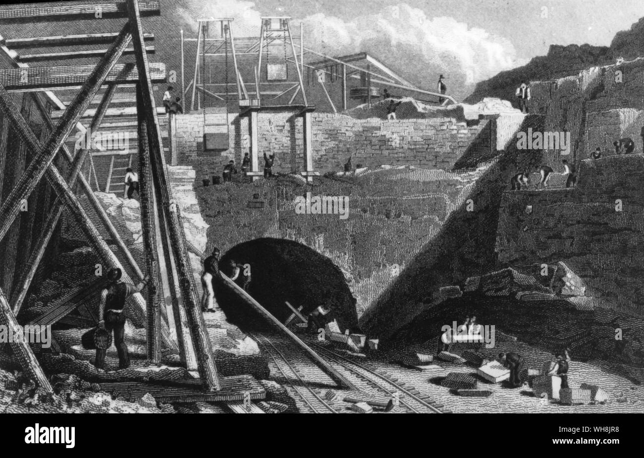 Building London to Manchester railway 1830 Stock Photo - Alamy