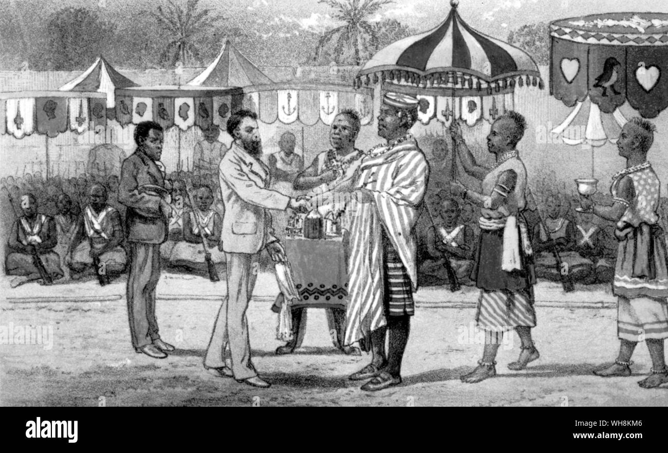 A state reception given by the king to a white trader Dahomey Africa ...