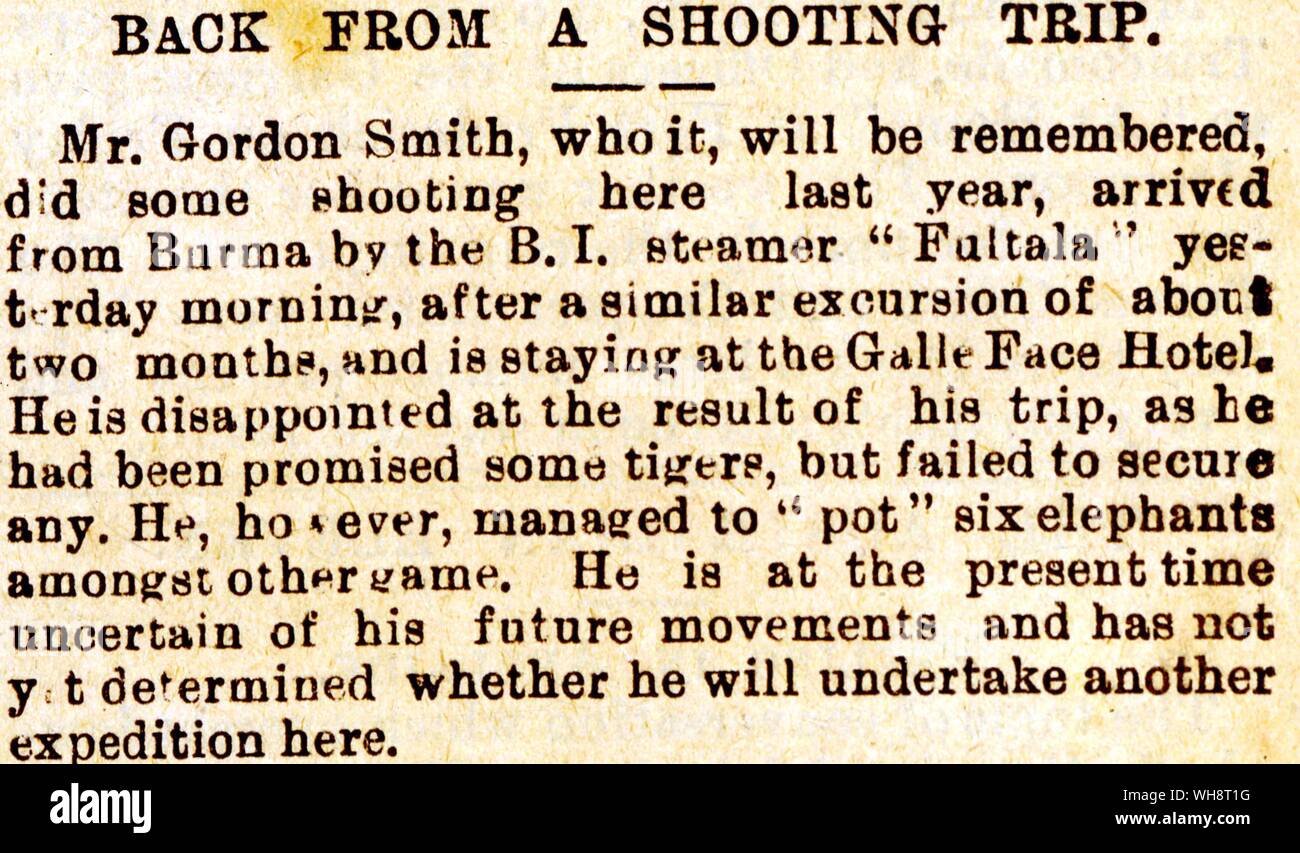 Newspaper entry on Richard Gordon-Smith. 1899 Stock Photo - Alamy