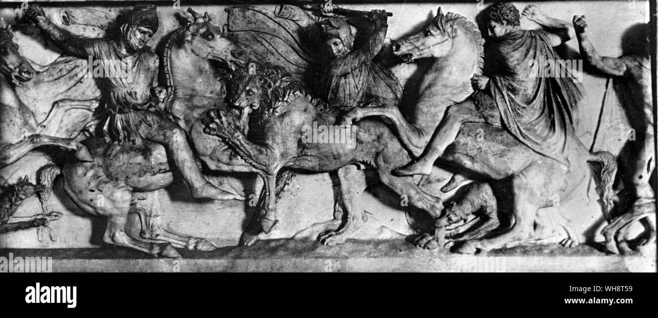 Alexander's hunt and battle 320 BC Stock Photo - Alamy
