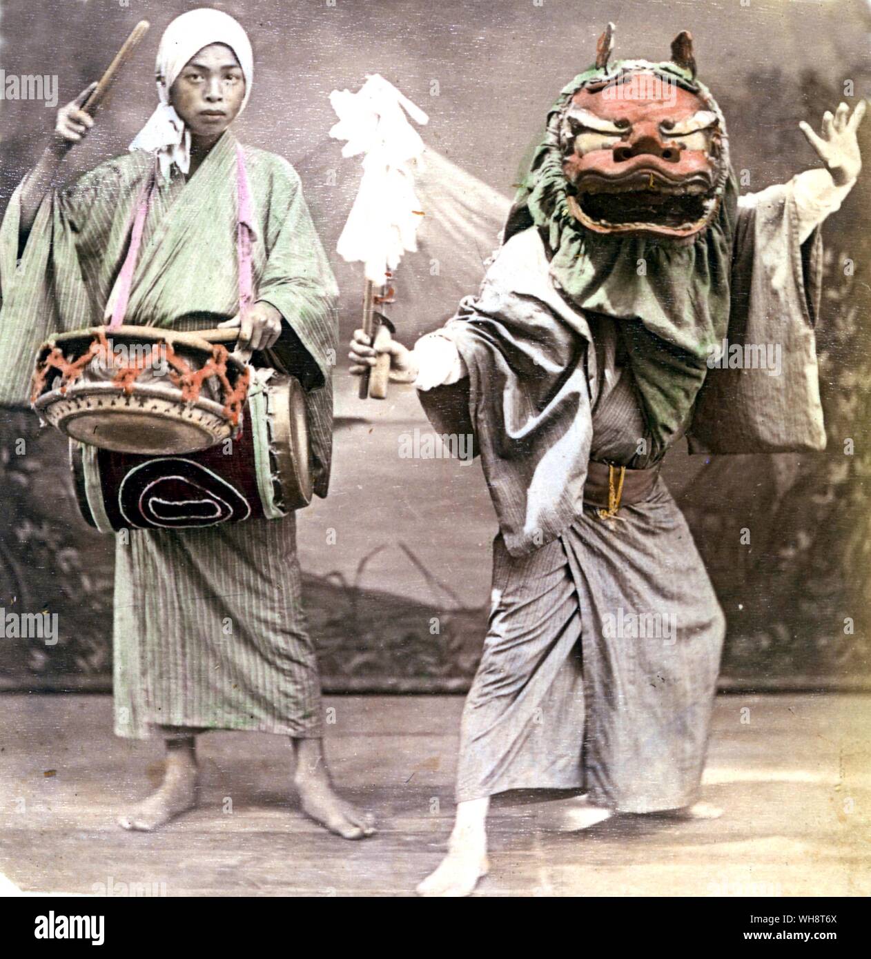 Japanese Devil Dancers. 1899 Stock Photo - Alamy