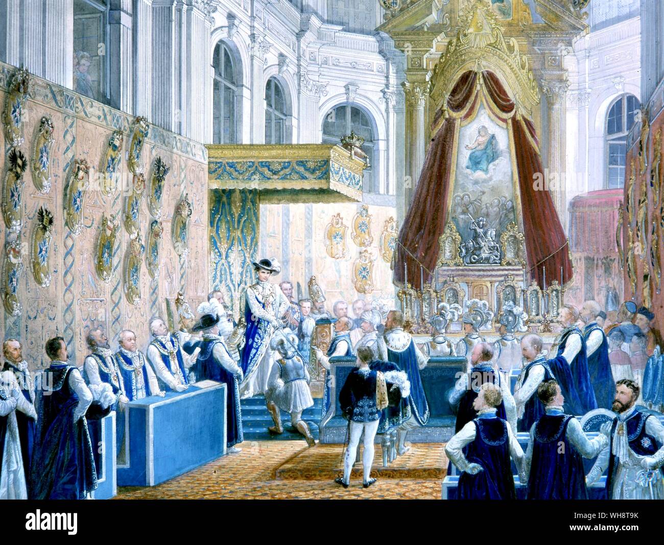 The dubbing at the Banquet of the knights of St George 1869 Stock Photo ...