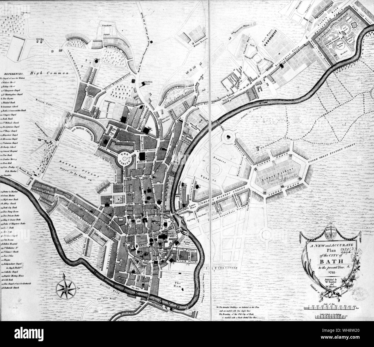 Map Of The City Of Bath High Resolution Stock Photography and Images ...