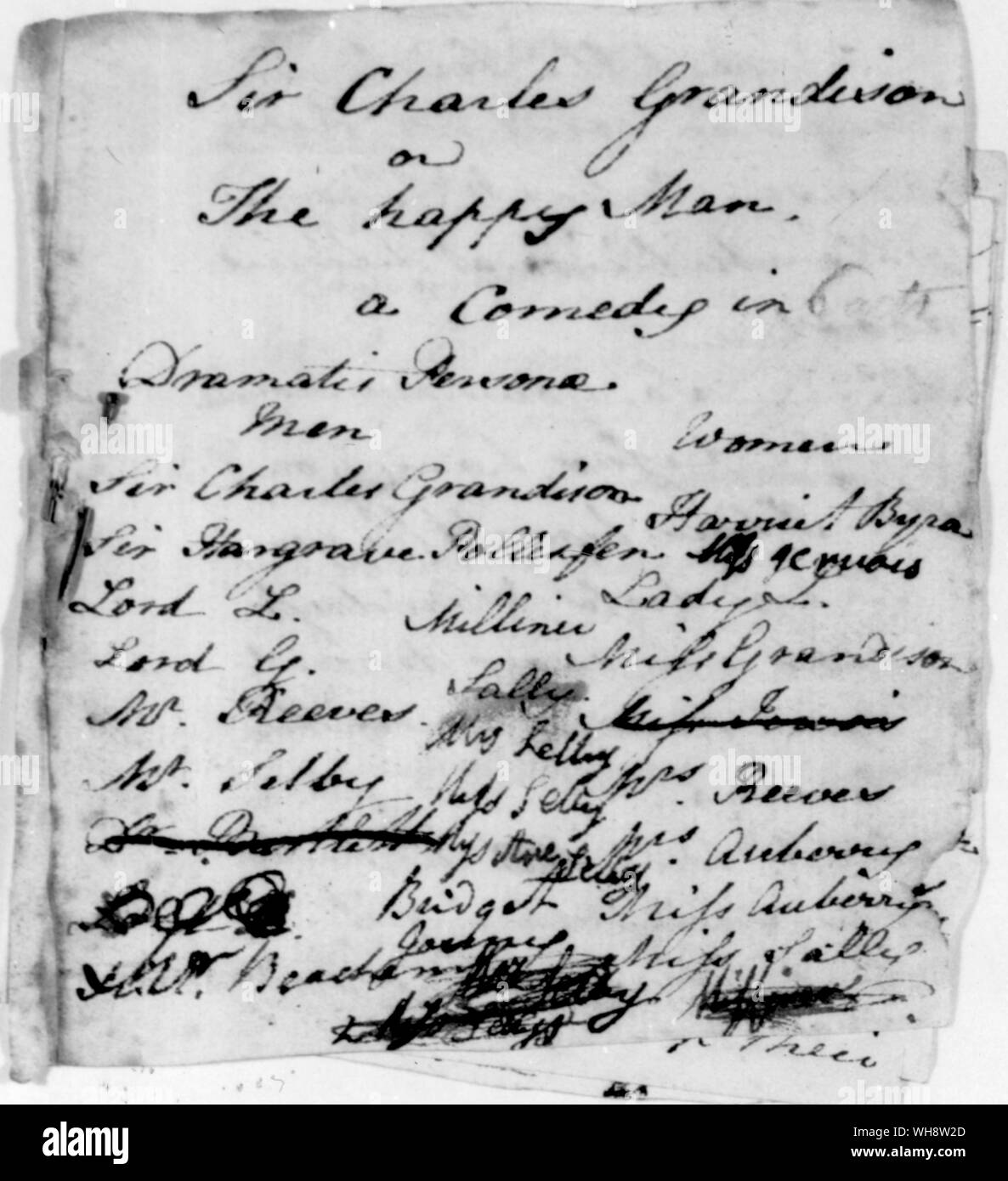 Part of Jane Austen's manuscript of a play entitled Sir Charles ...