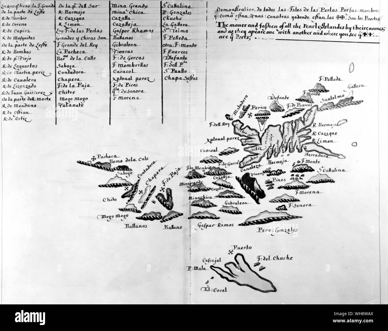 17th century chart, combined with view from seaward, of the Pacific ...