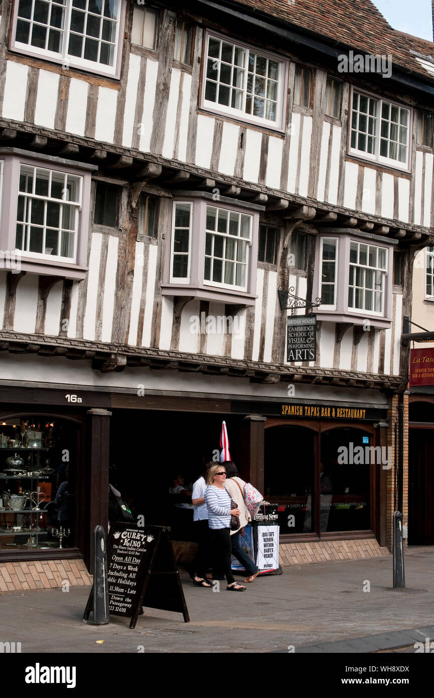 Restaurants on Bridge Street in the historic city of Cambridge, England ...