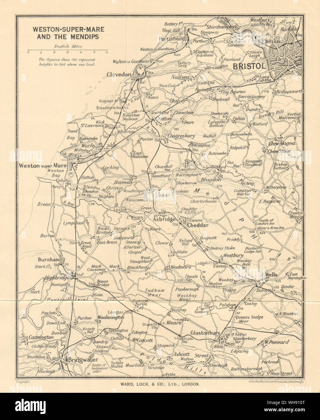 MENDIP HILLS Weston-Super-Mare Glastonbury Bristol Wells. WARD LOCK ...