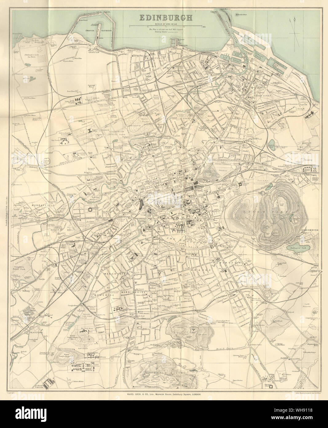 EDINBURGH & LEITH vintage town/city plan. Scotland. WARD LOCK 1922 old ...