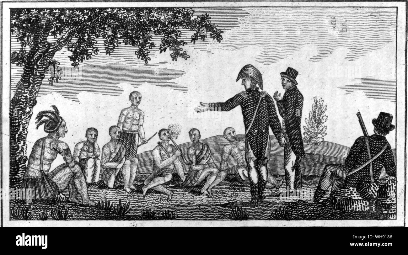 An engraving from Patrick Gass's book about the expedition showing ...