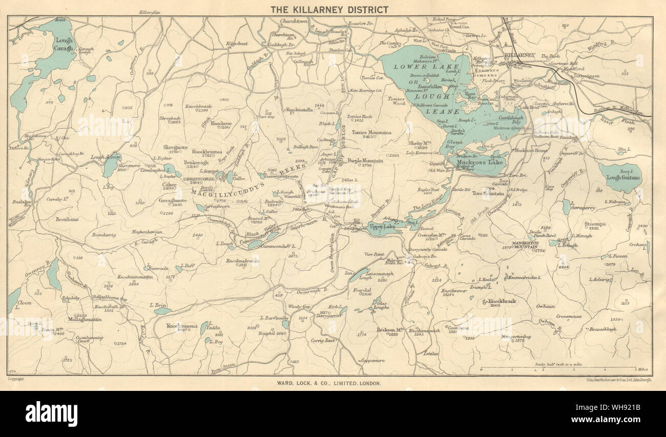 KILLARNEY LAKES & district. Macgillycuddy's River. Ireland. WARD LOCK ...
