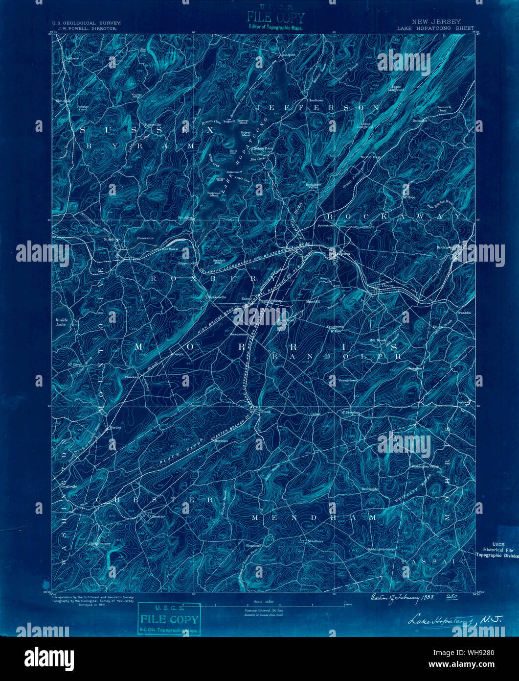 USGS TOPO Map New Jersey NJ Lake Hopatcong 255229 1888 62500 Inverted ...