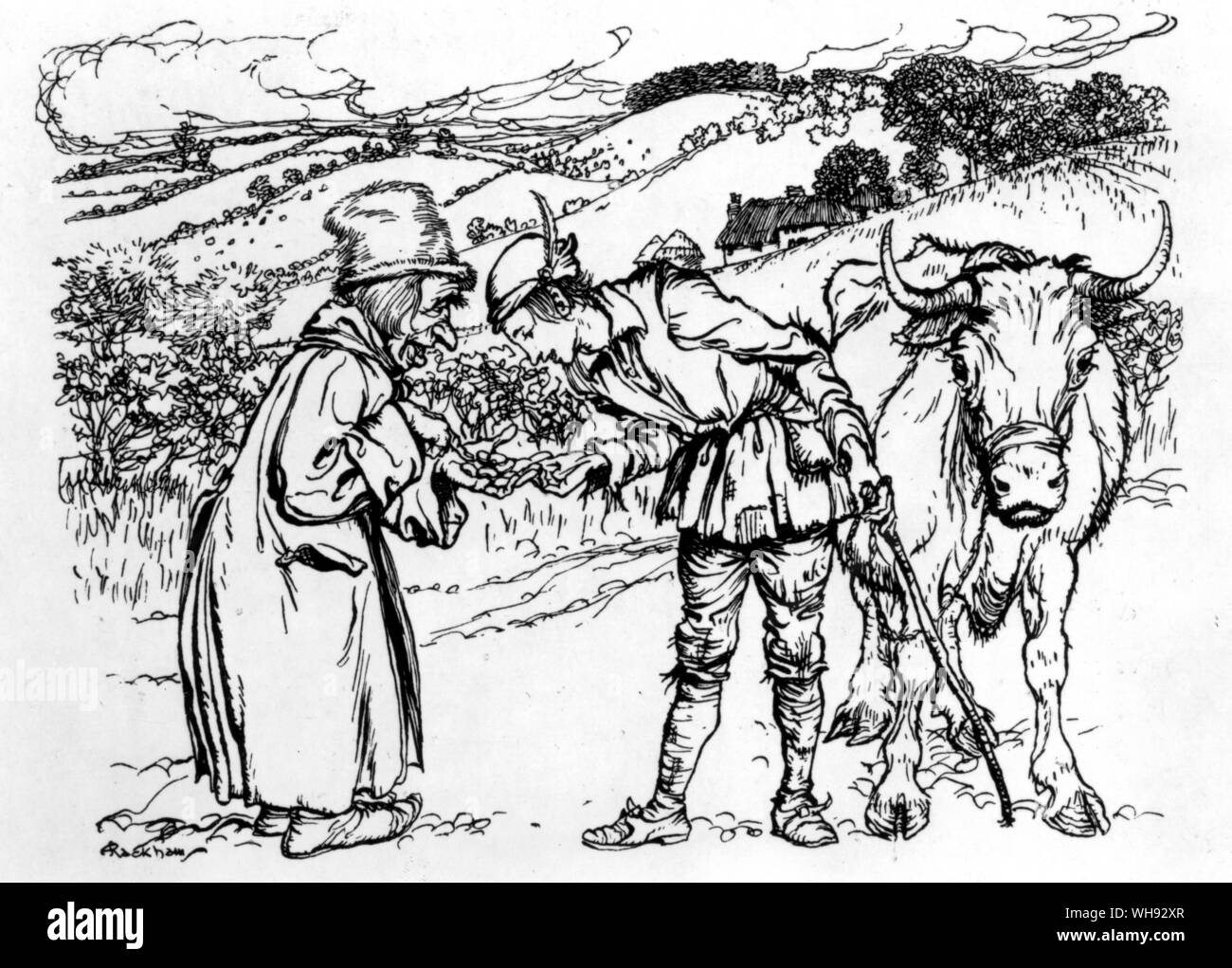 Jack and the Beanstalk. Illustration by Arthur Rackman from Flora Annie ...