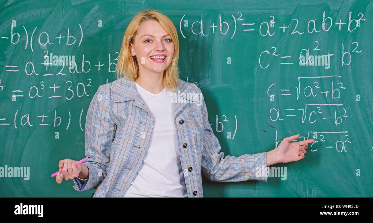 Happy graduate. teacher on school lesson at blackboard. Study and ...