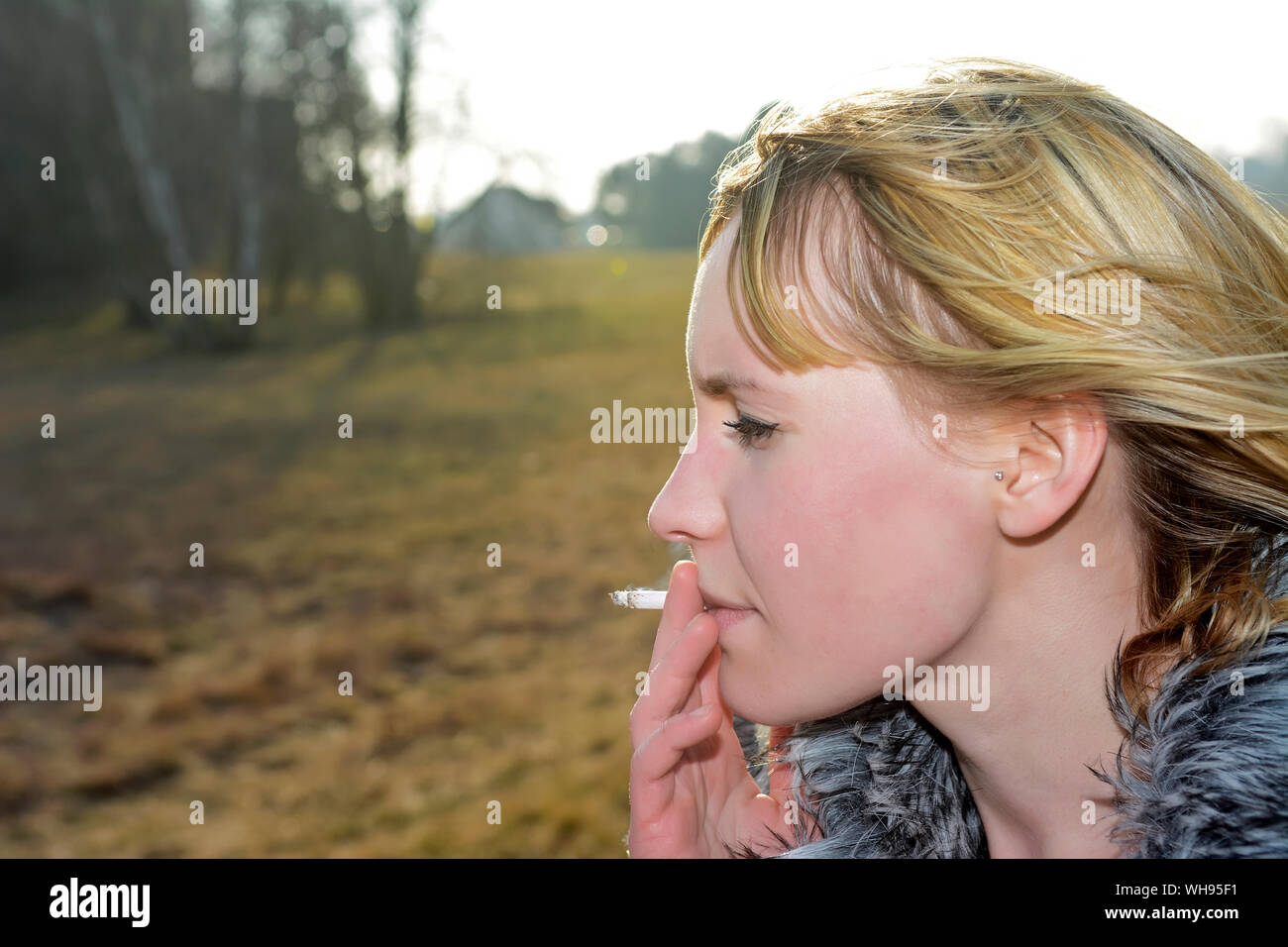 Berlin Germany Woman Smoking Cigarette High Resolution Stock ...