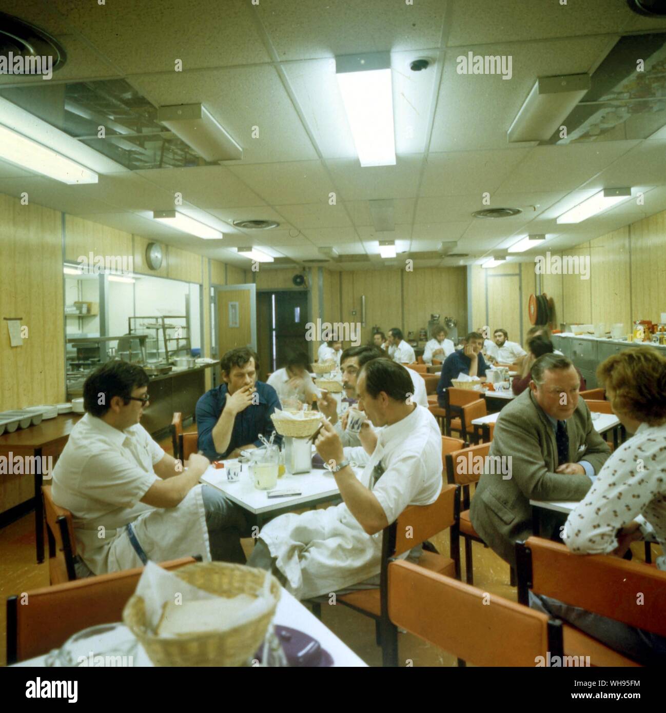 Employees in the dining room on production platform, Highland One Stock ...
