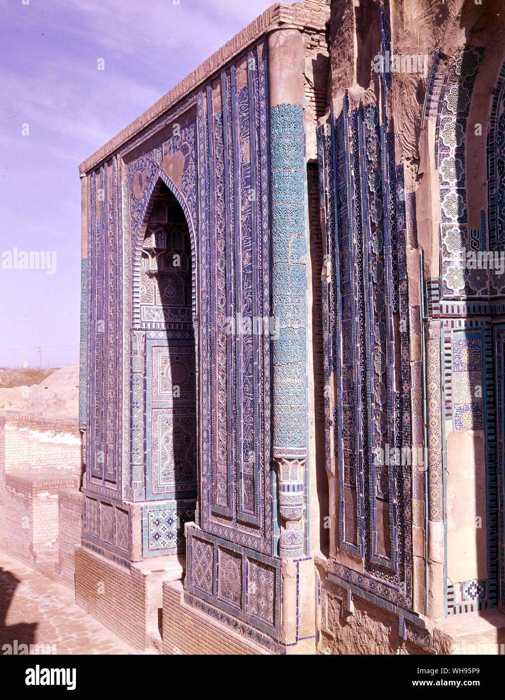 14th century tile-work on one of the tombs in Sha-i-Zindah at Samarkand ...