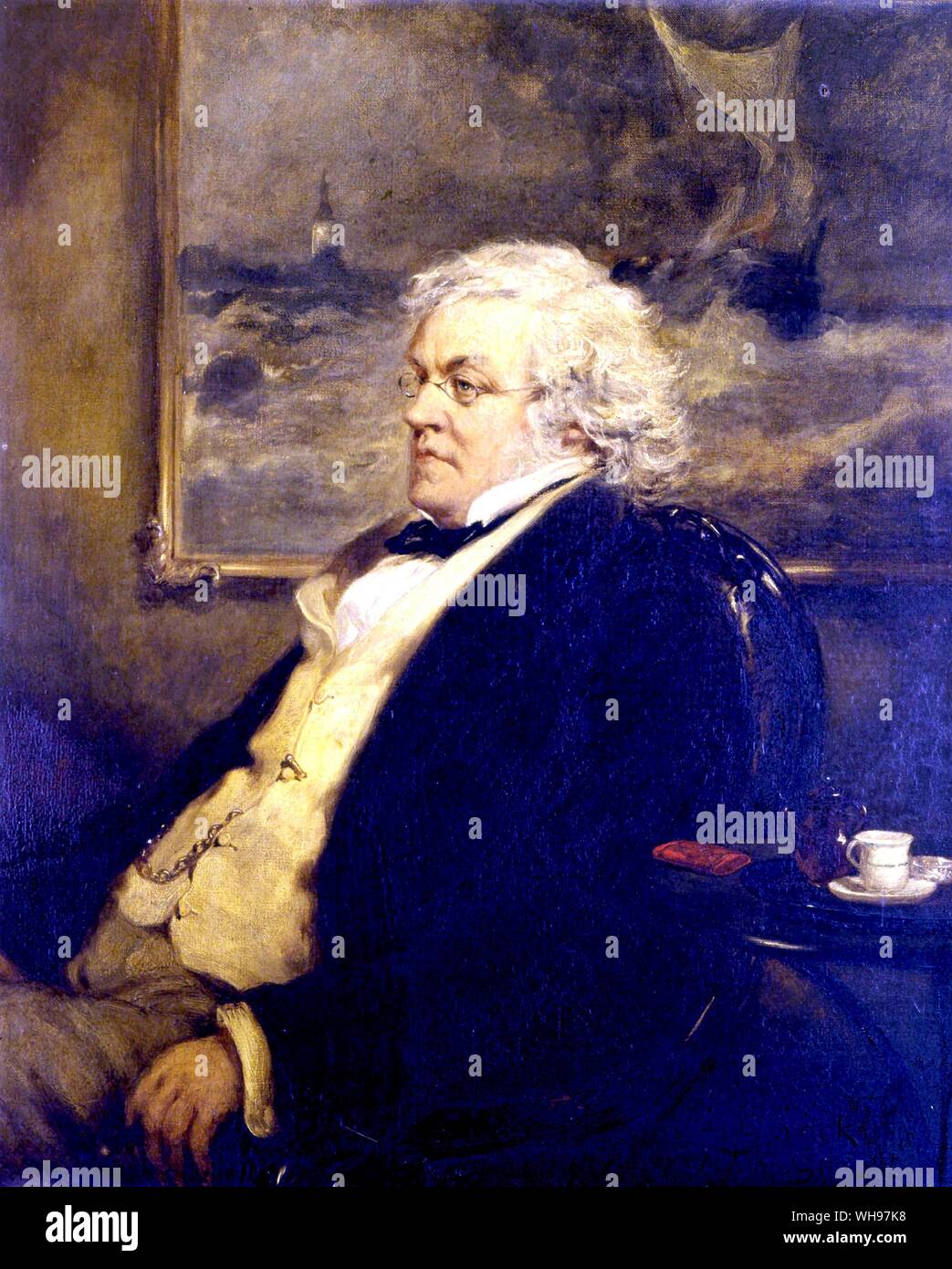 William Makepeace Thackeray (1811-1863) seated in the Garrick Club ...