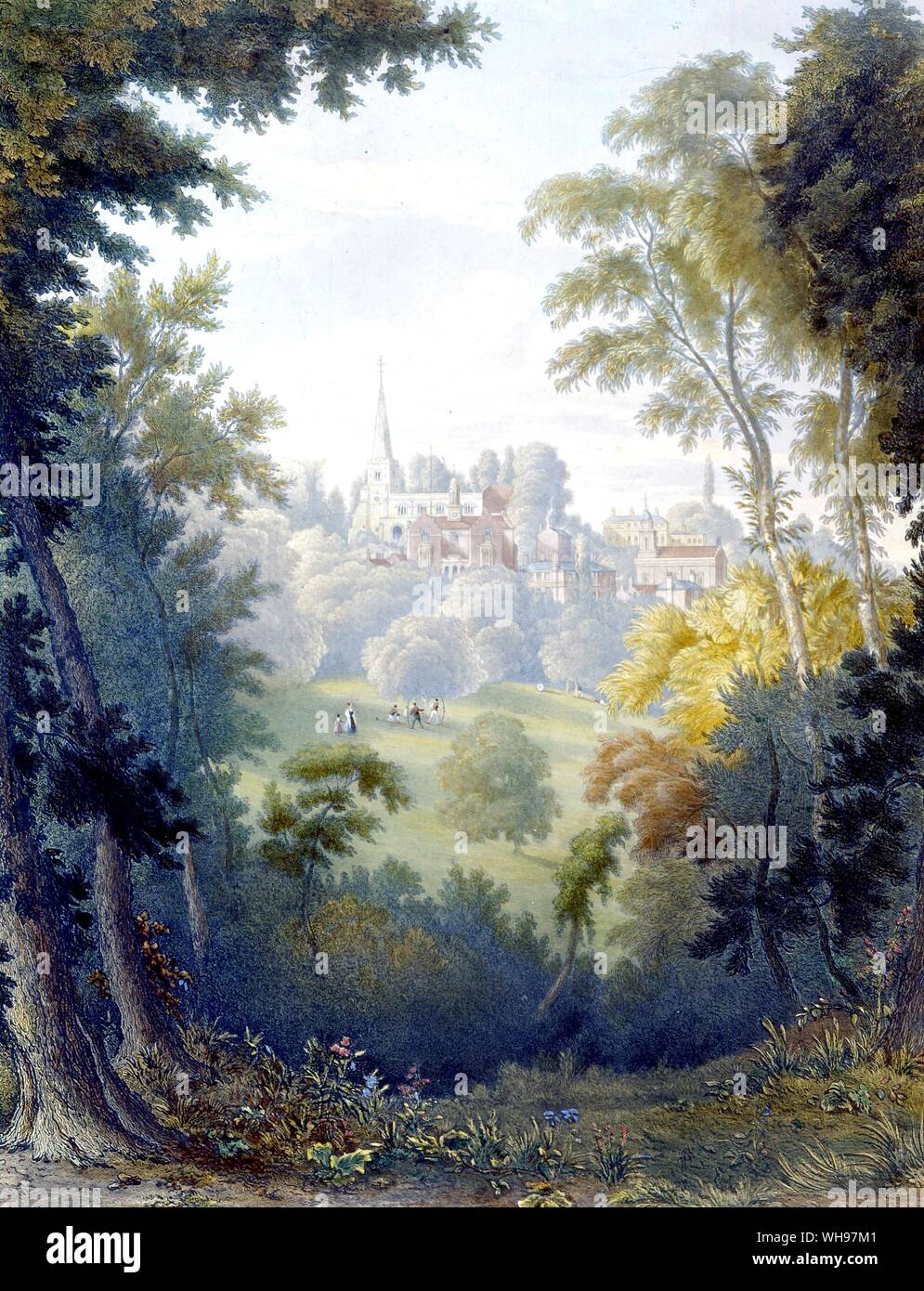 View of Harrow, from east side of park 1845 Stock Photo - Alamy