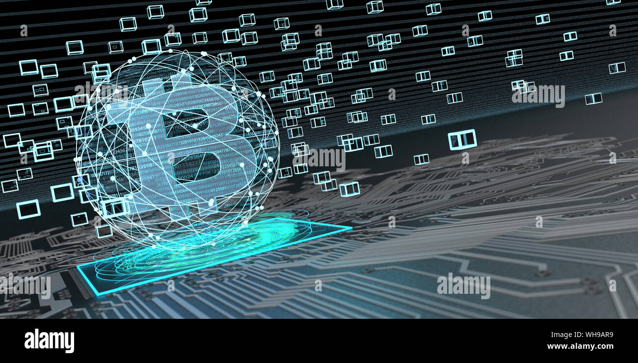 Bitcoin blockchain technology, 3d illustration Stock Photo - Alamy