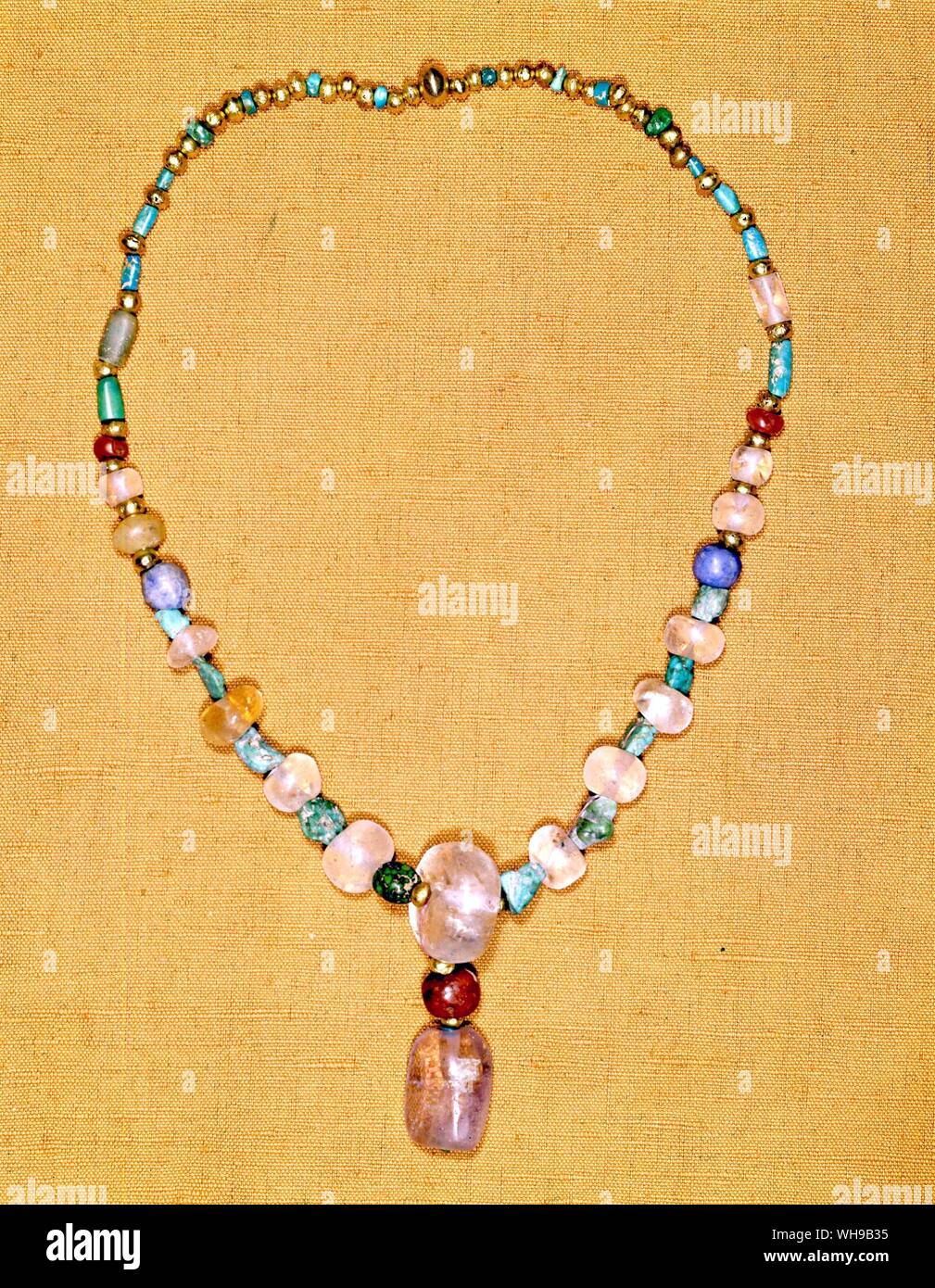 Inca Chimu Region Necklace beads of gold turq copper carbonate rock ...
