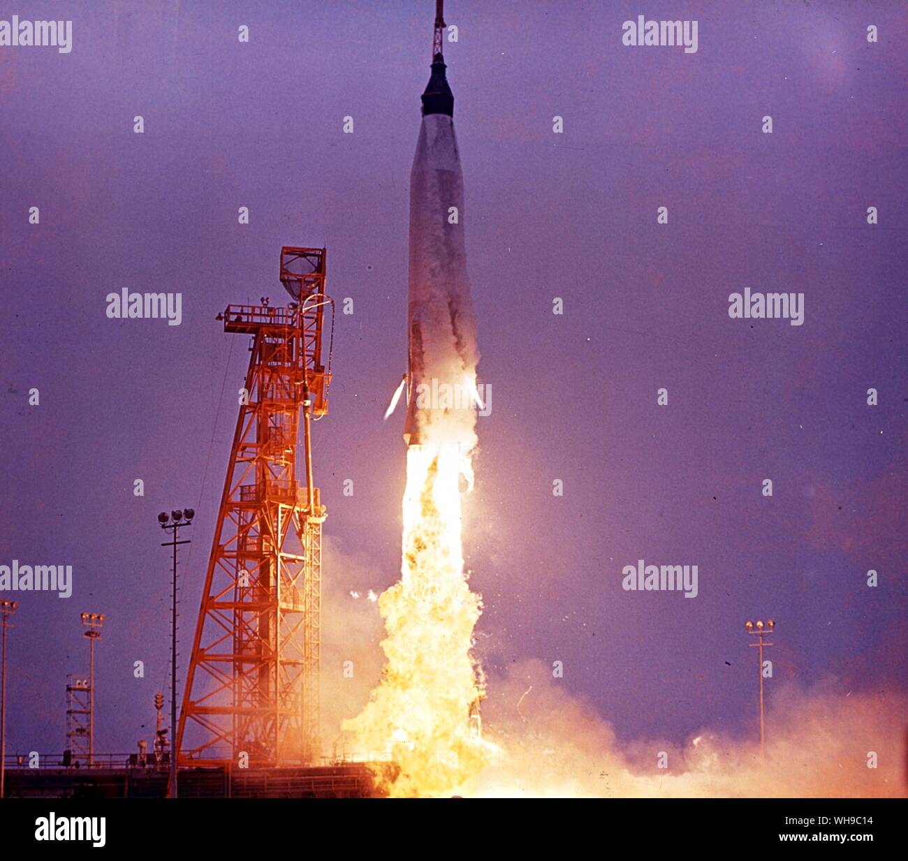 Space Launches. Launching of John Glenn's atlas space rocket, 1962 from ...