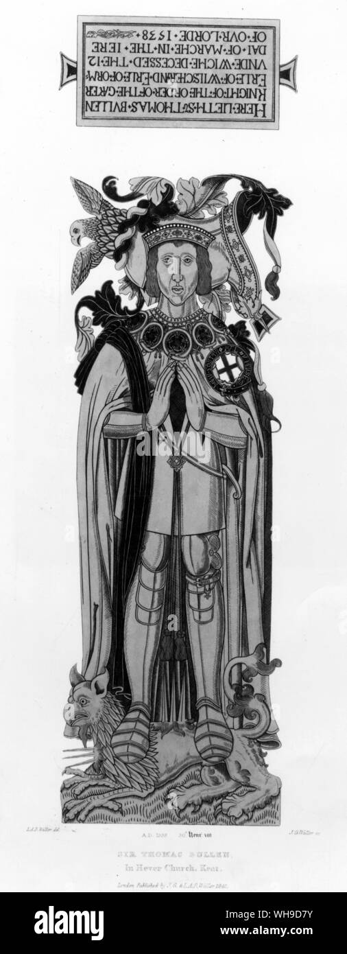 Sir Thomas Bullen. Brass at Hever, Kent Stock Photo - Alamy