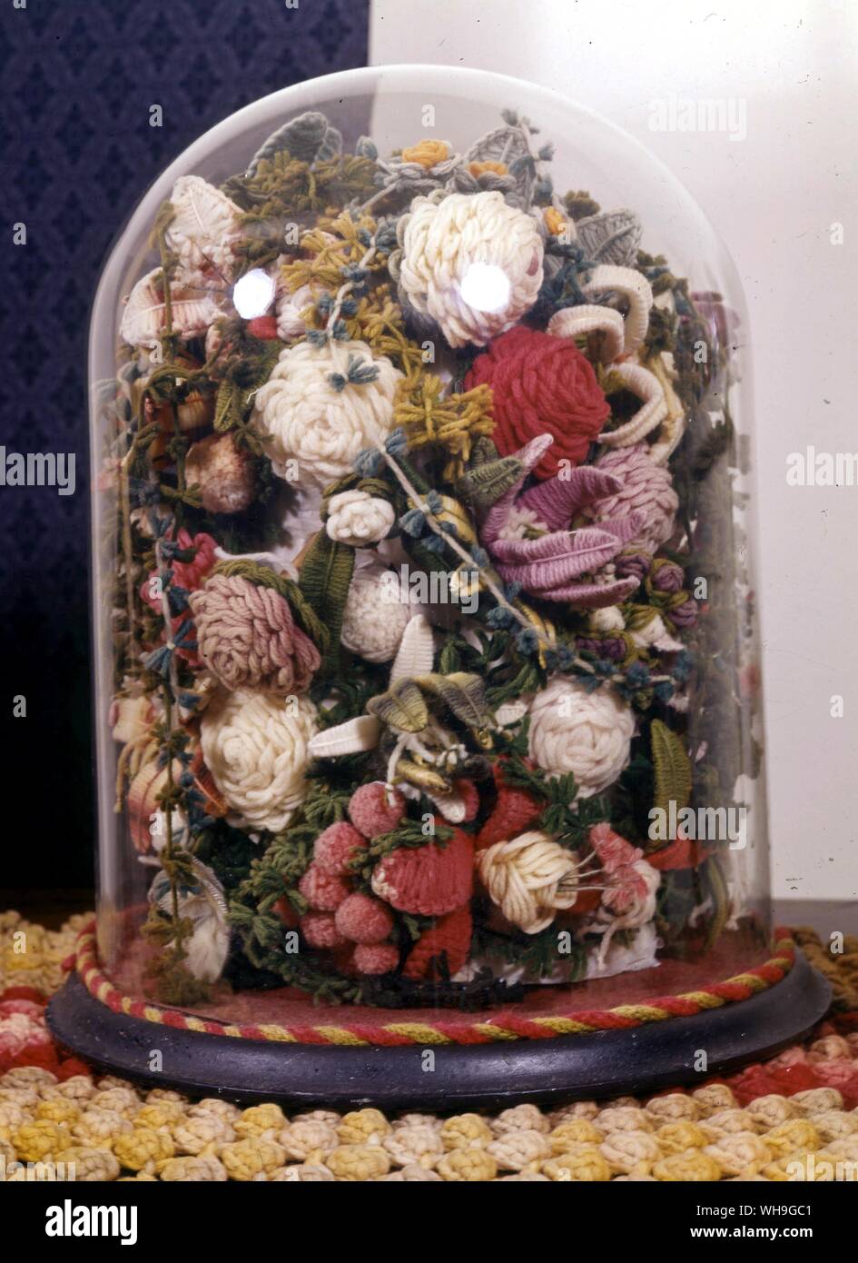 Victorian Wool Flowers in Case Stock Photo - Alamy