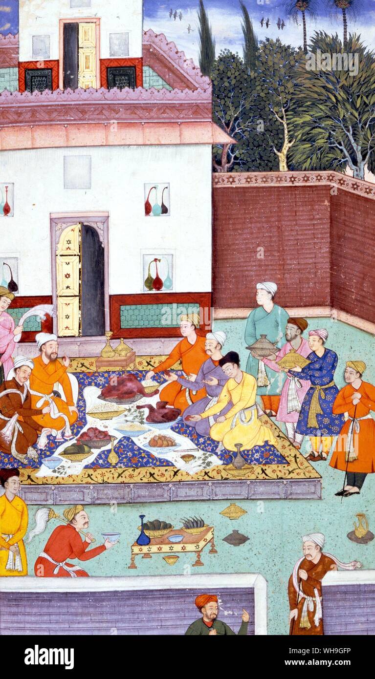 Moghul Emperor Feasting in Courtyard Stock Photo - Alamy
