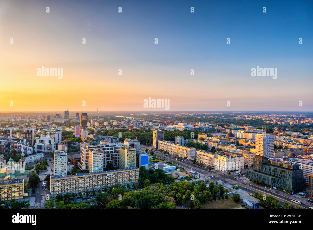 Warsaw sunset aerial hi-res stock photography and images - Alamy