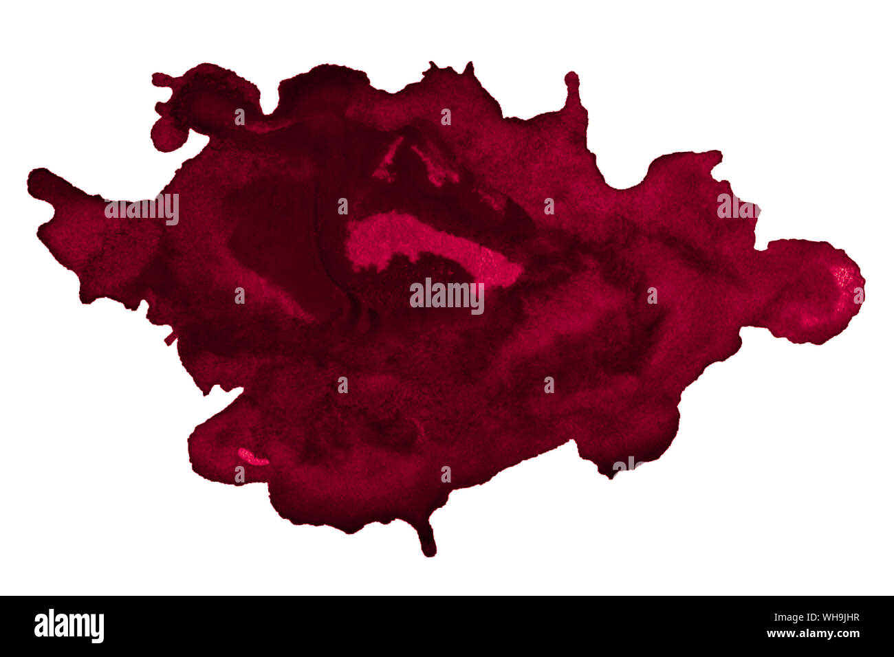Burgundy watercolor background, isolated spots of paint, unique stains ...