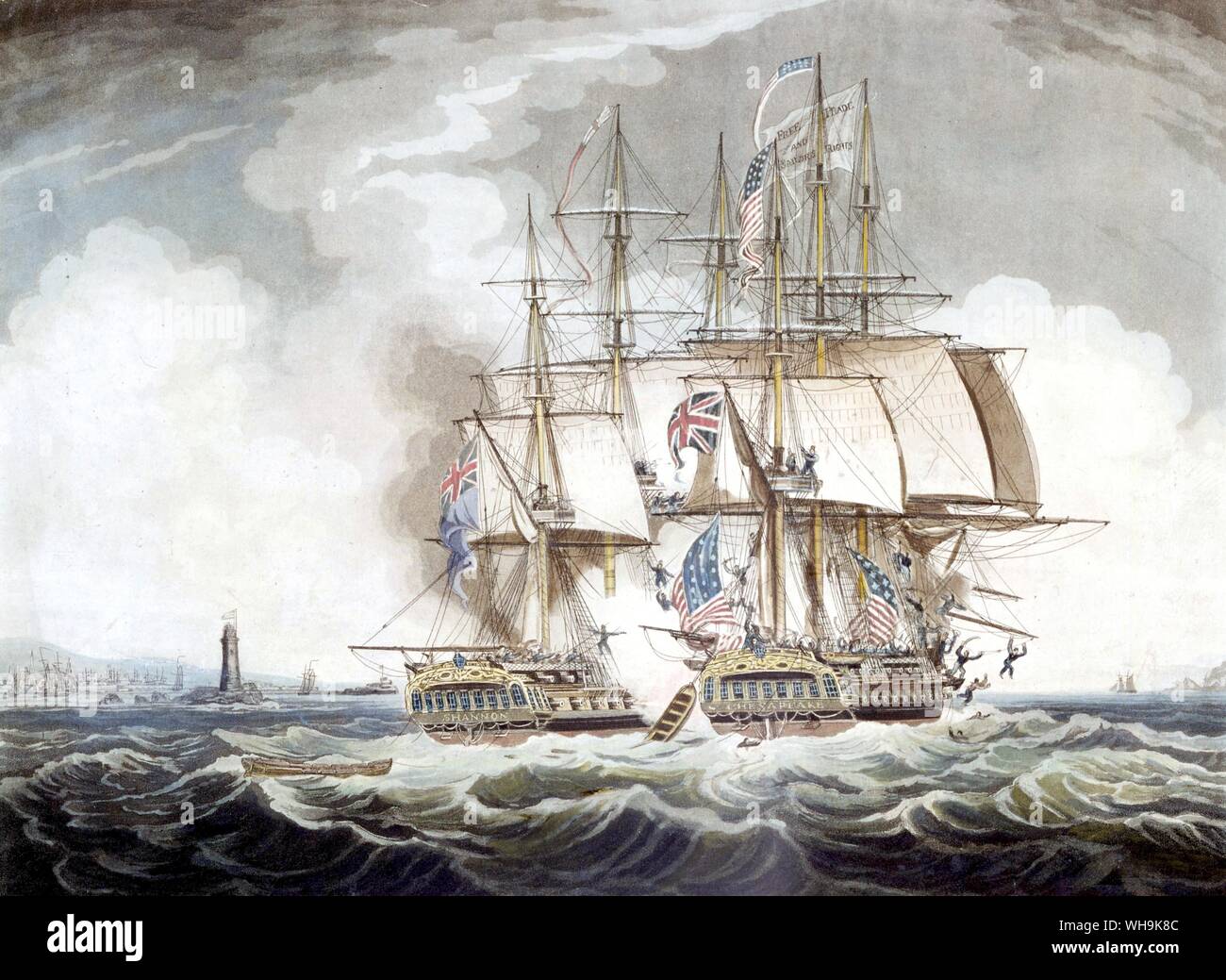 Boarding of US frigate Chesapeake by Captain Broke of HMS Shannon ...