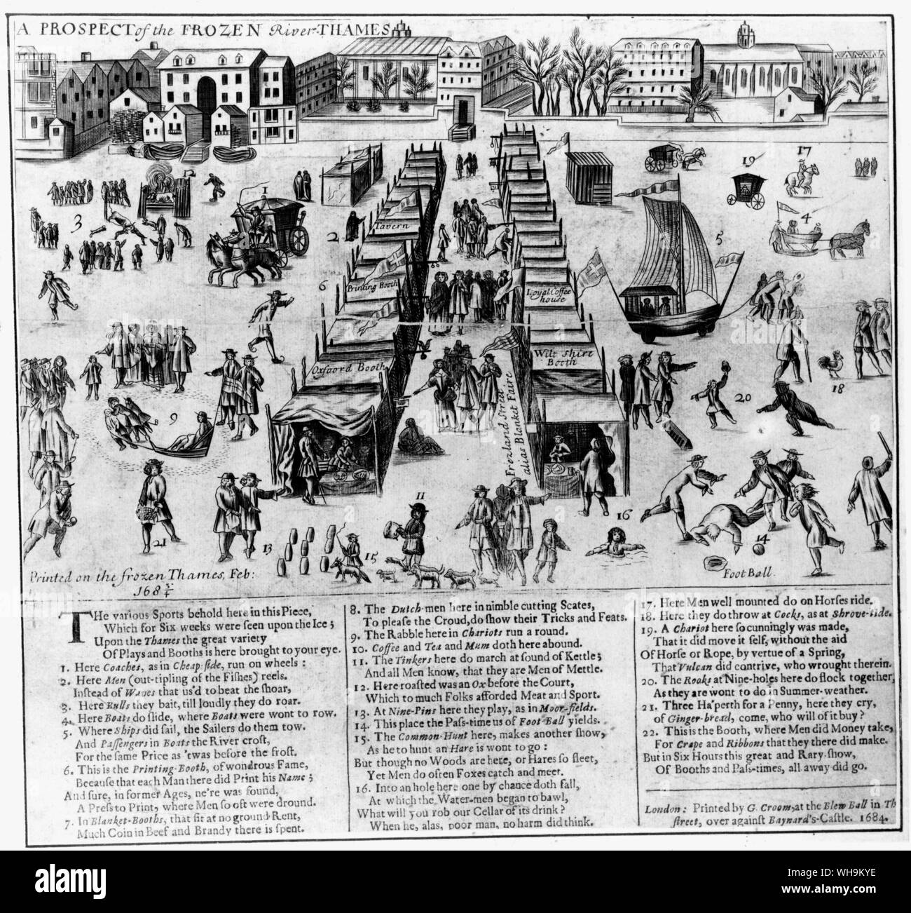 Illustration of The Frozen Thames of 1684 Stock Photo - Alamy