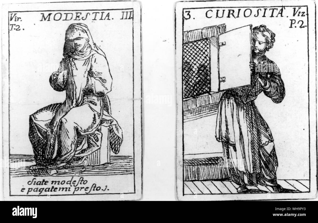 Tarot cards - (left) virtue represented by Modesty Stock Photo - Alamy