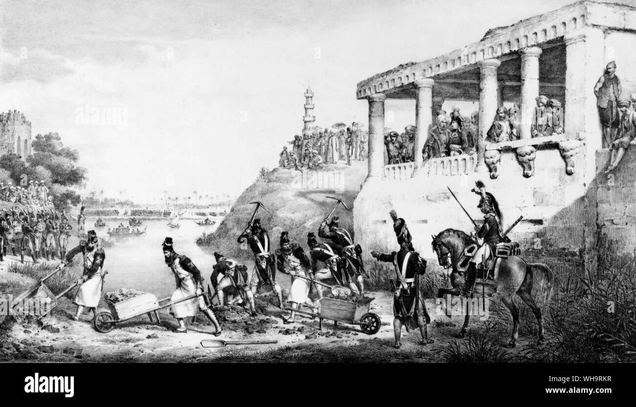 Napoleon Bonaparte watching canal works, 10th August 1798 Stock Photo ...
