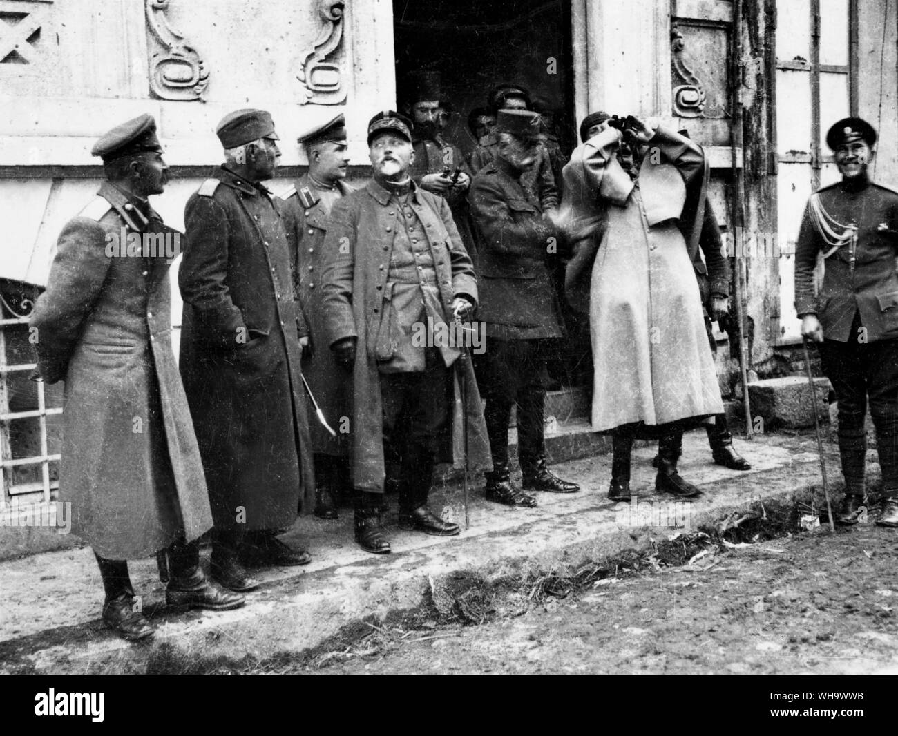 WW1/ The Balkans. General Sarrail with Russian and Serbian staff ...