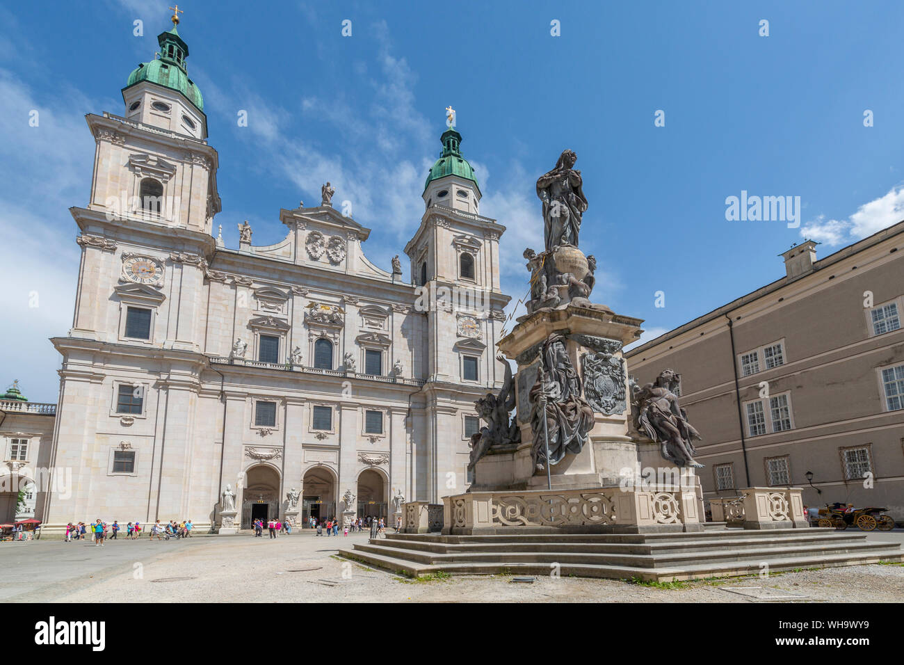 View of Salzburg Cathedral from Domplatz, Salzburg, Austria, Europe ...