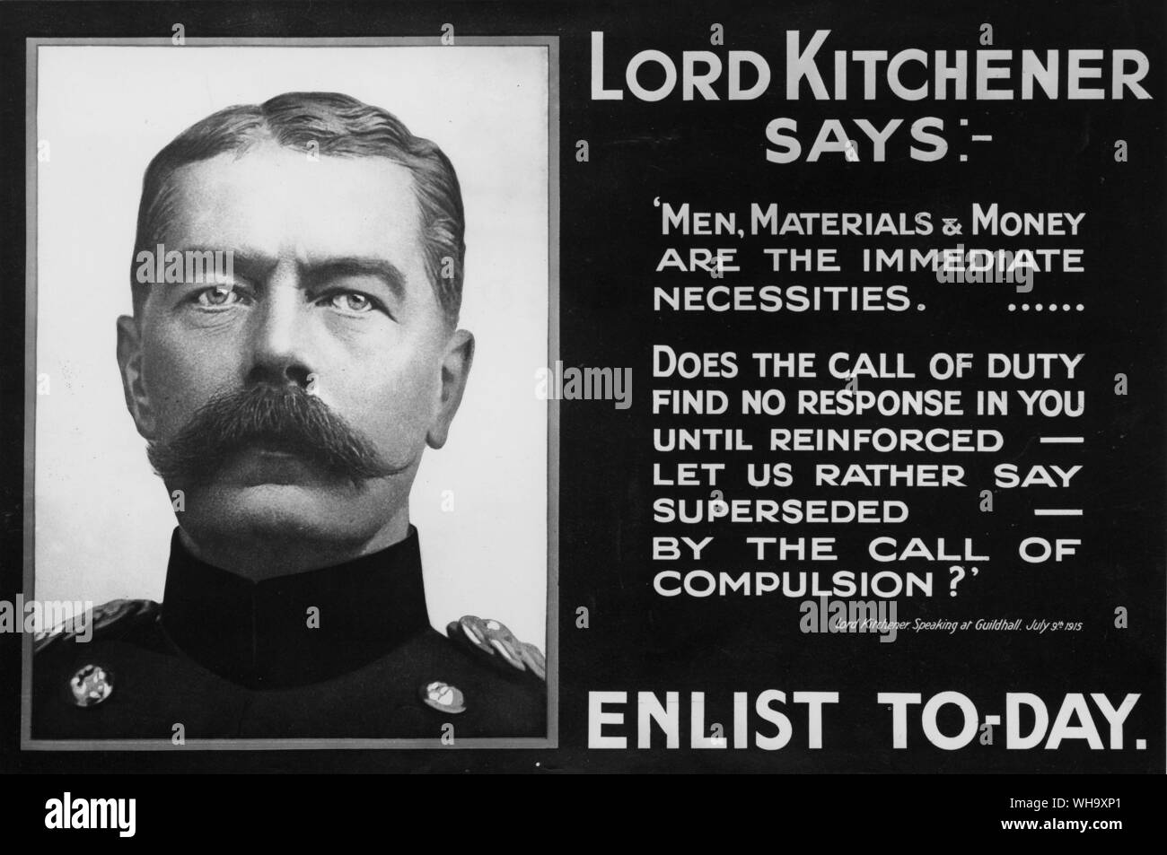 WW1: Lord Kitchener's recruiting poster Stock Photo - Alamy