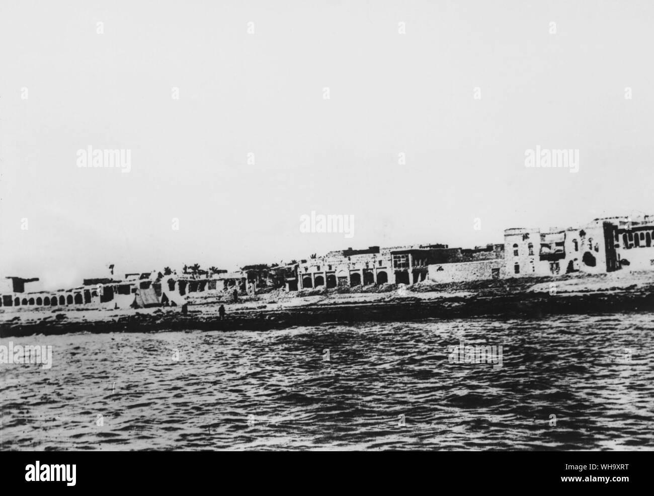 WW1: Ruins of Kut-al-Amara, taken from palm grove west of the town. The ...