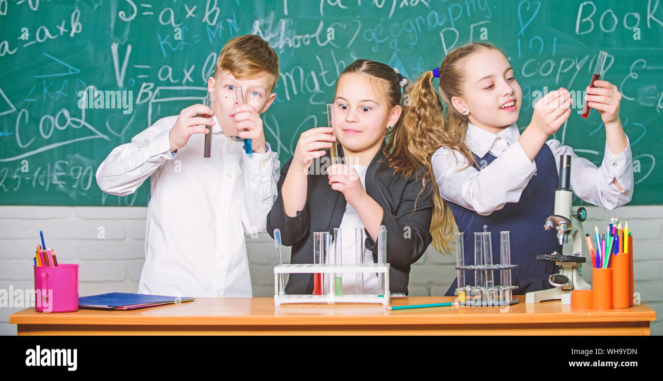 Test tubes with colorful liquid substances. Study of liquid states ...