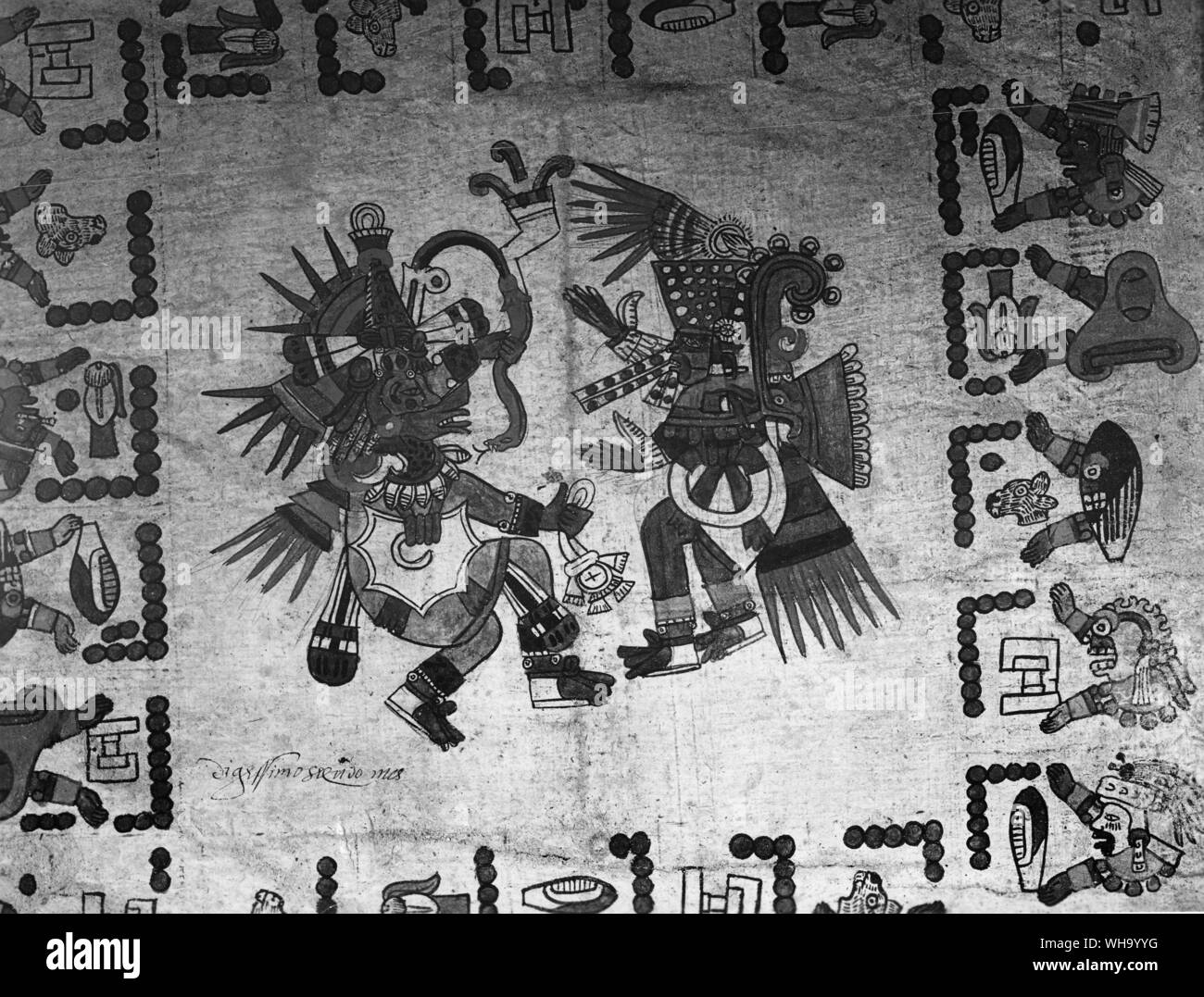 Quetzalcoath performing sacred dance before Tetzcatlipoca. Mexican ...